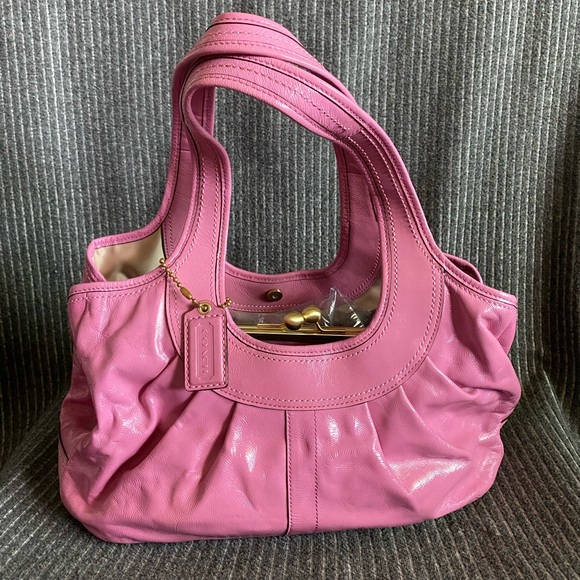 Coach | Bags | Coach Ergo Patent Leather Pleated Frame Bag Pink | Poshmark
